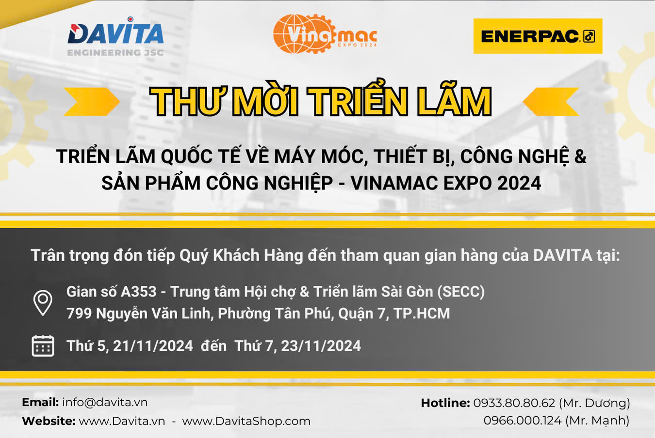 Thư mời quý khách tham quan triển lãm quốc tế Vinamac 2024 | Davita.vn